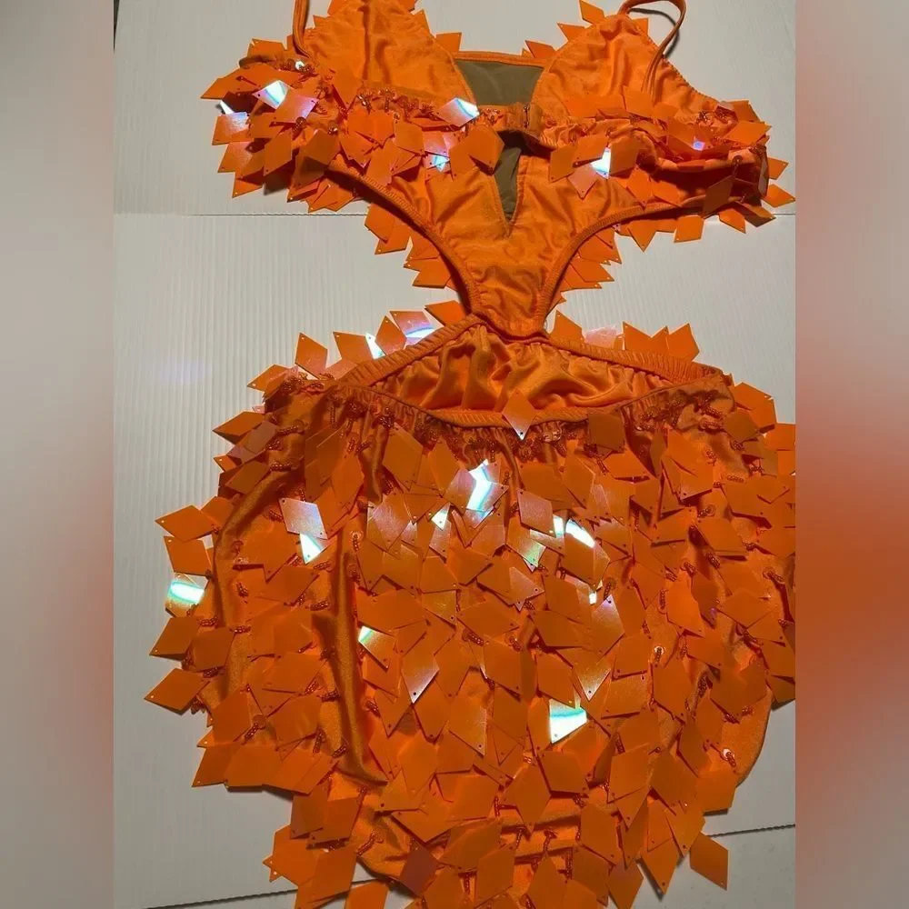Glamour | Costumes | Glamour Orange Fringe Paillette Competition Dance ...